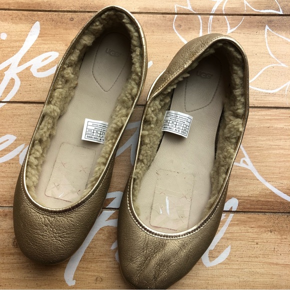 UGG | Shoes | Ugg Metallic Gold Flats Size 8 | Poshmark